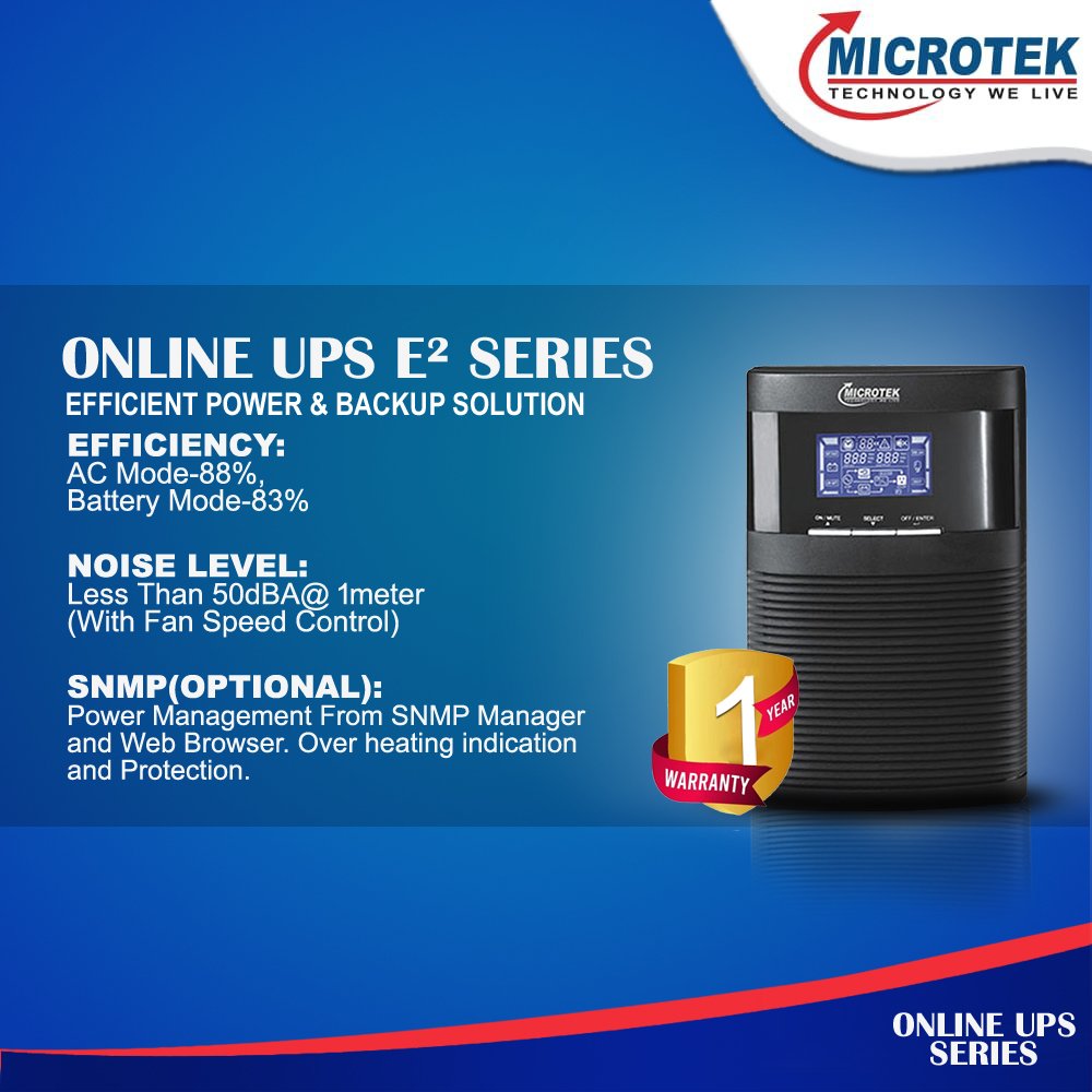 Buy Microtek Online UPS E²+ Series 1KVA 24V With Inbuilt Battery ...